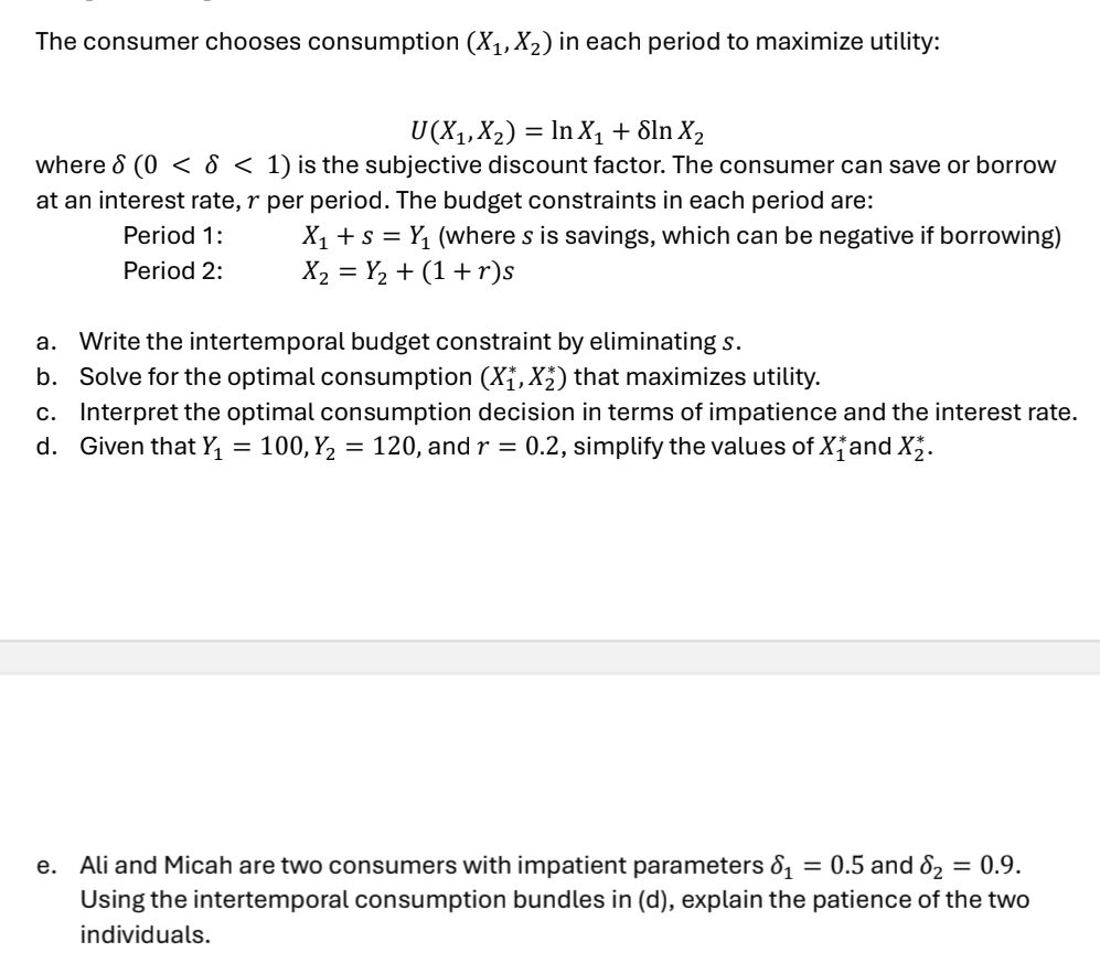 The consumer chooses consumption ($X_1, | StudyX