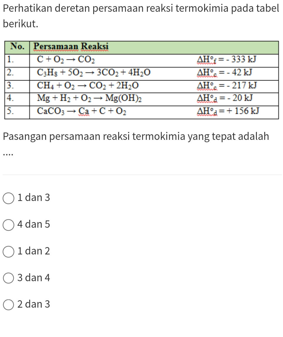 Perhatikan deretan persamaan reaksi | StudyX