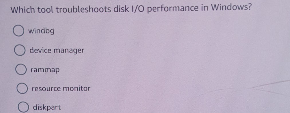 Which tool troubleshoots disk I/O | StudyX