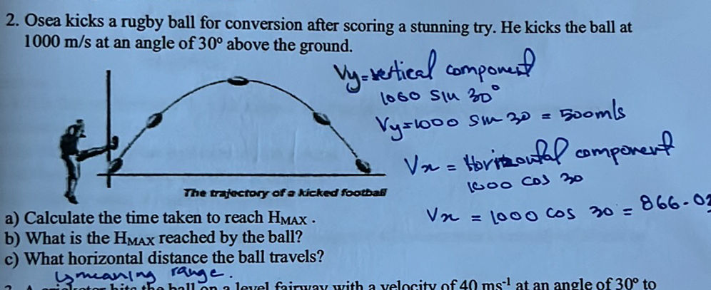 2. Osea kicks a rugby ball for conversion | StudyX