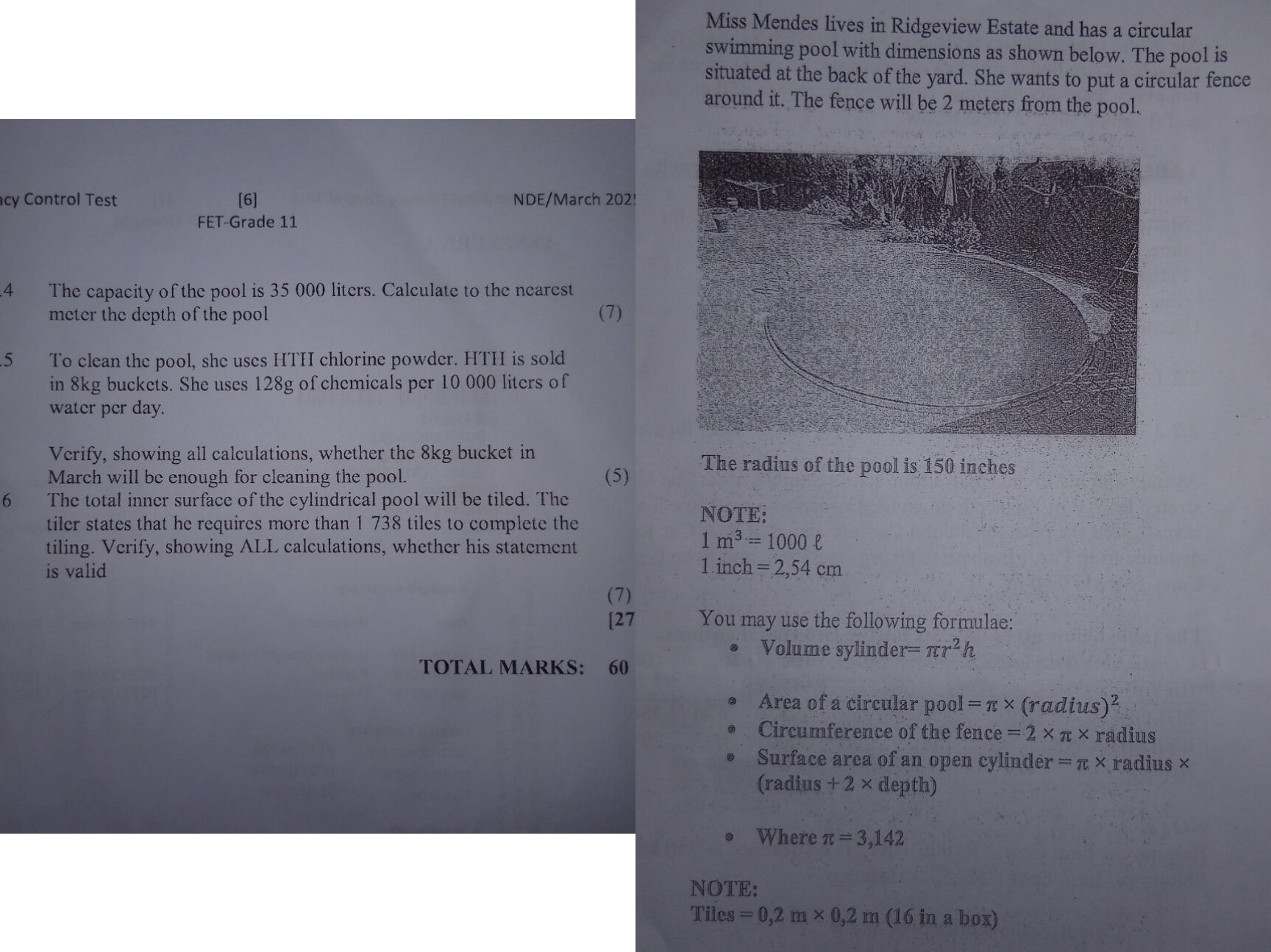 4. The capacity of the pool is 35 000 | StudyX