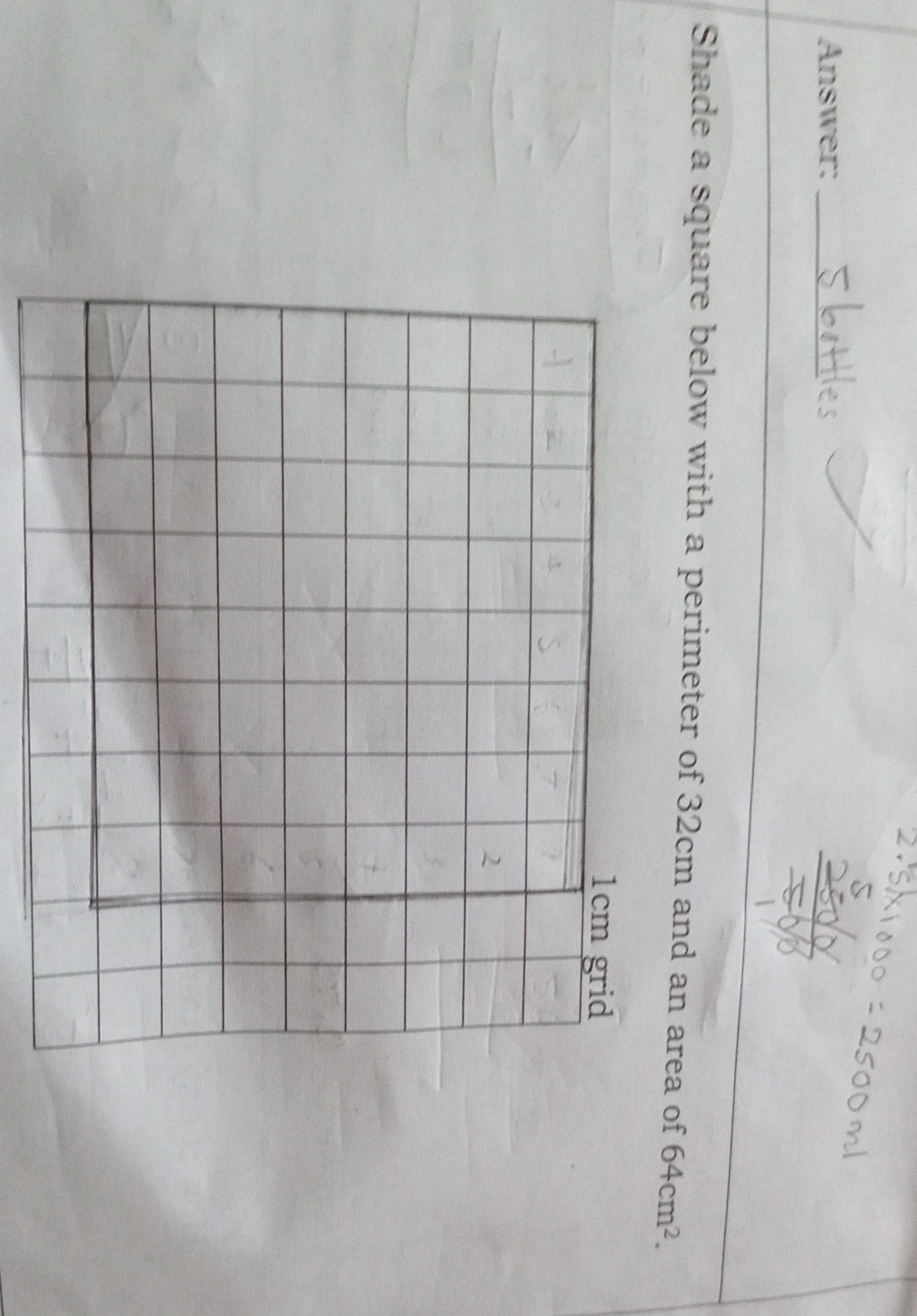 Shade a square below with a perimeter of | StudyX