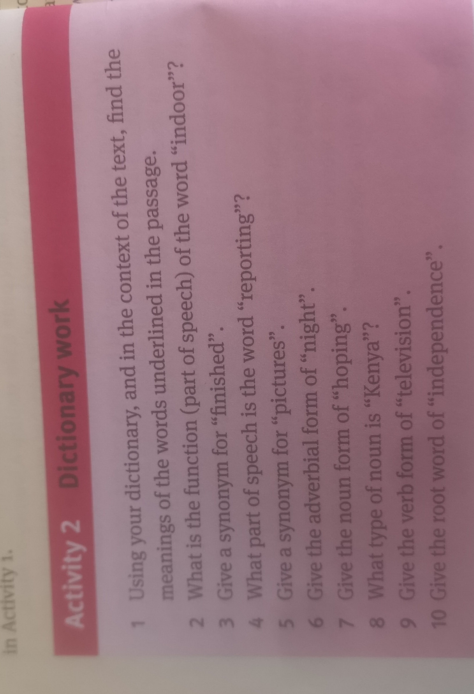 1 Using your dictionary, and in the context | StudyX