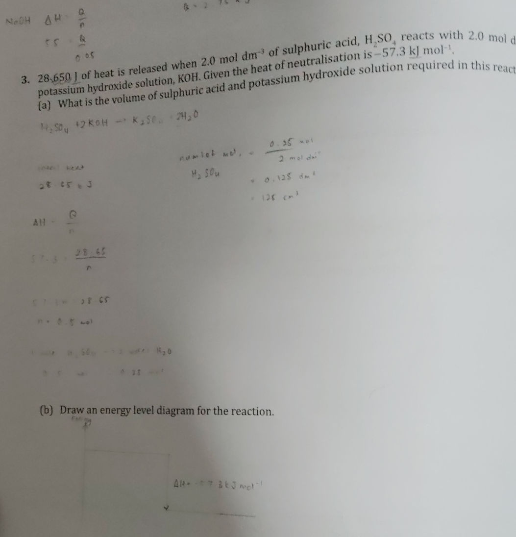 3. 28.650 J of heat is released when 2.0 mol | StudyX