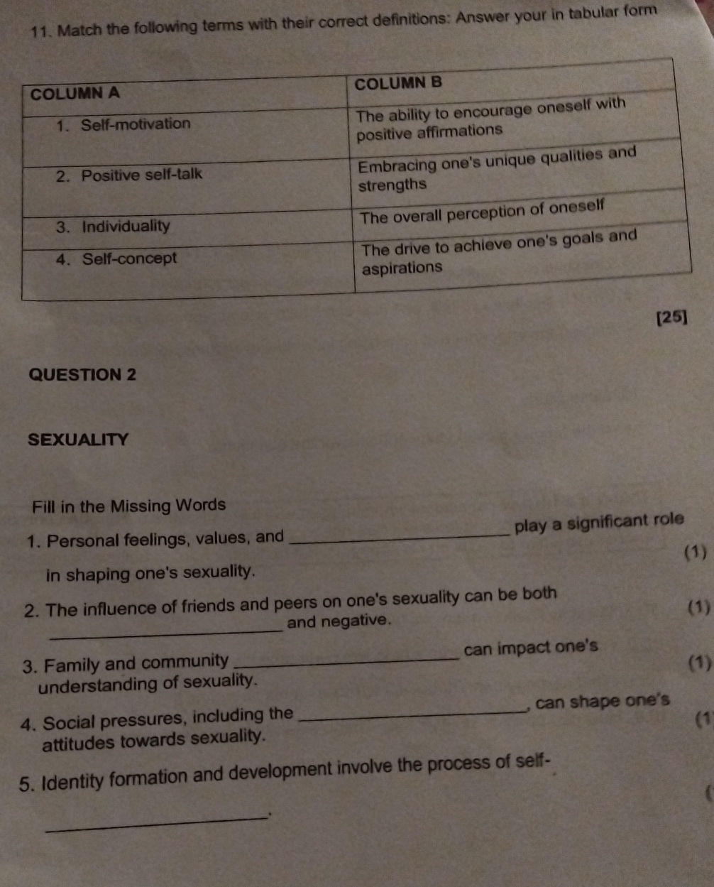 11. Match the following terms with their | StudyX