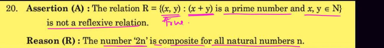 20. Assertion (A): The relation R = {(x, y): | StudyX