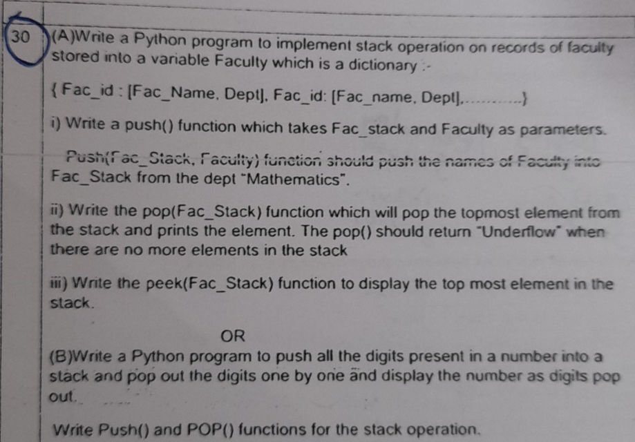(A)Write a Python program to implement stack | StudyX