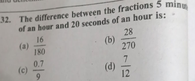 32. The difference between the fractions 5 | StudyX