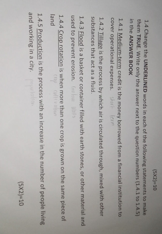 1.4 Change the UNDERLINED words in each of | StudyX