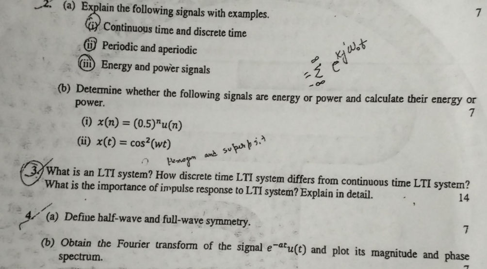 2. (a) Explain the following signals with | StudyX