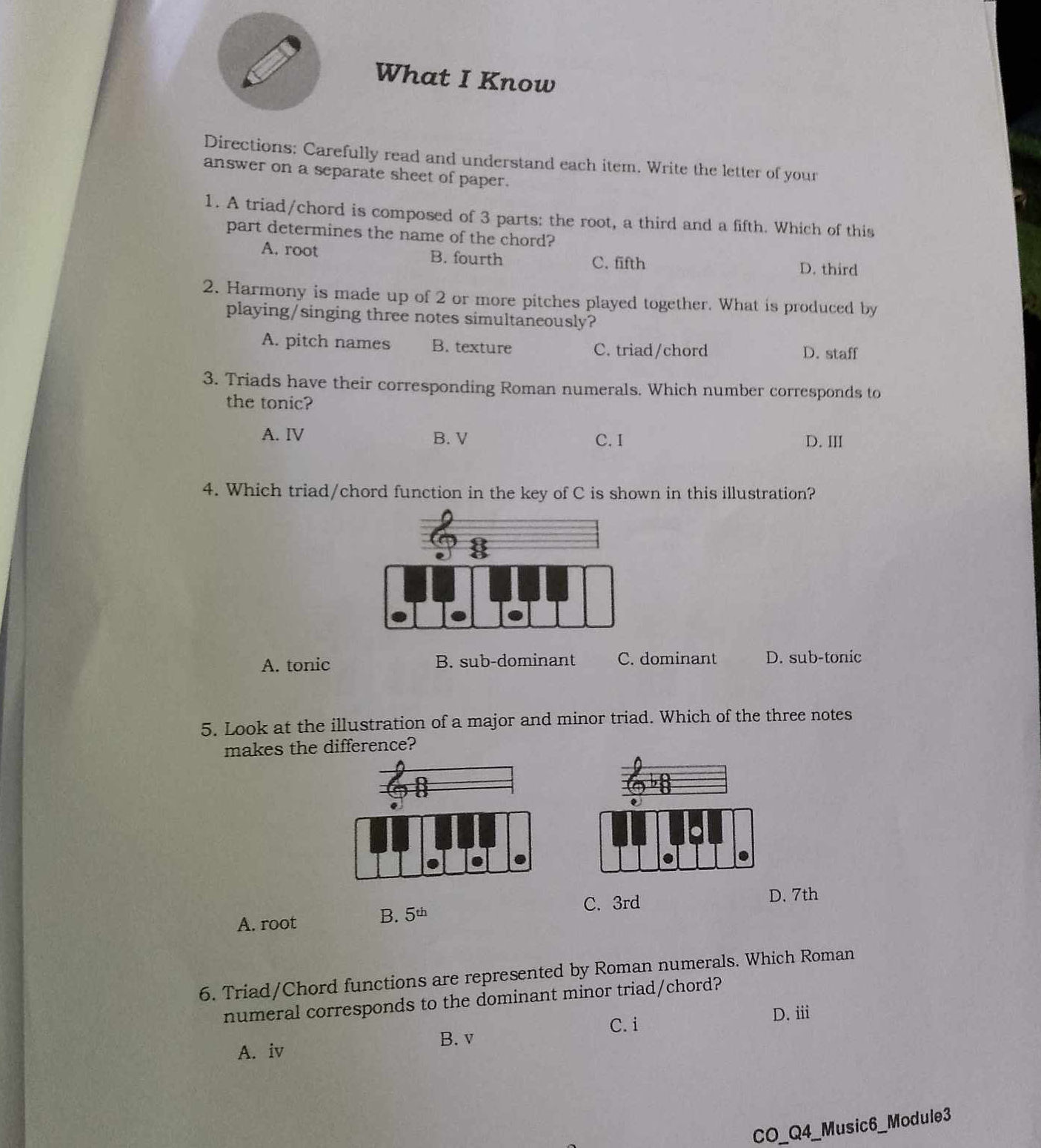 1. A triad/chord is composed of 3 parts: the | StudyX