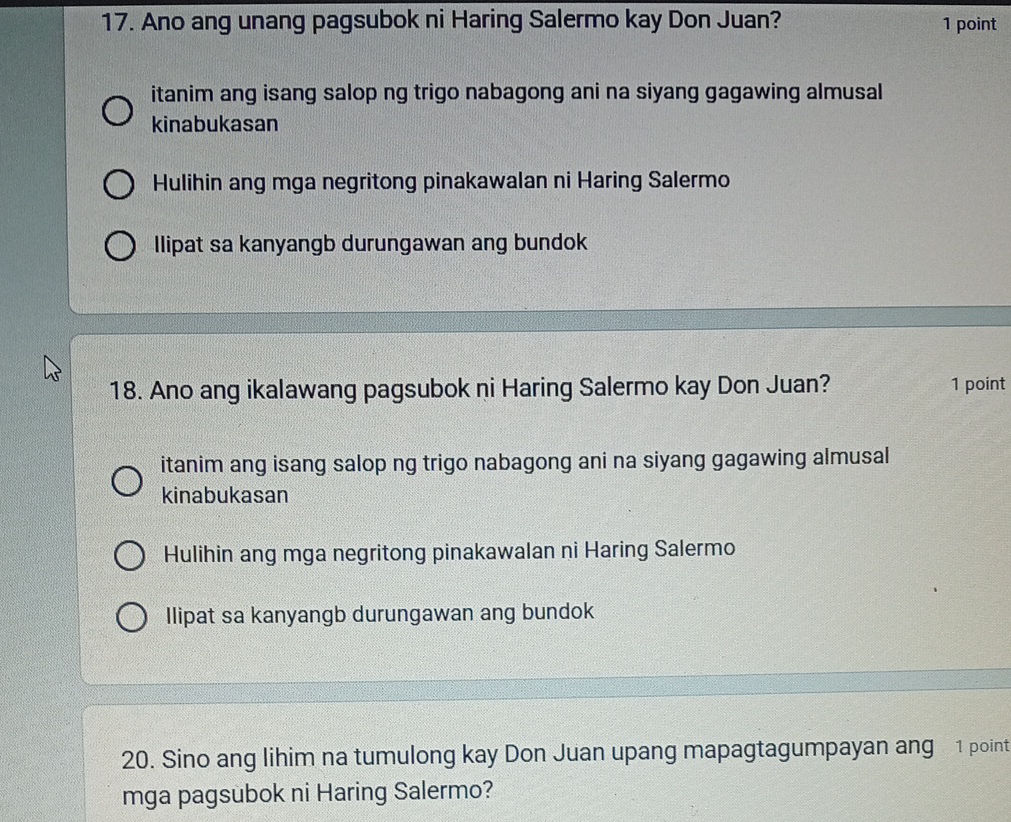 17. Ano ang unang pagsubok ni Haring Salermo | StudyX