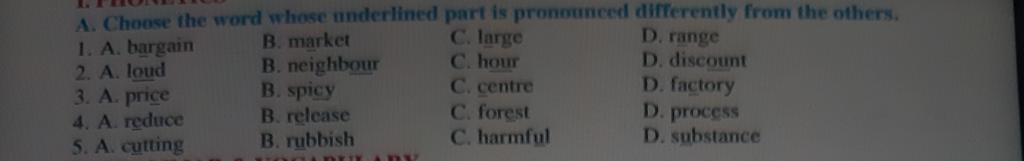 A. Choose the word whose underlined part is | StudyX