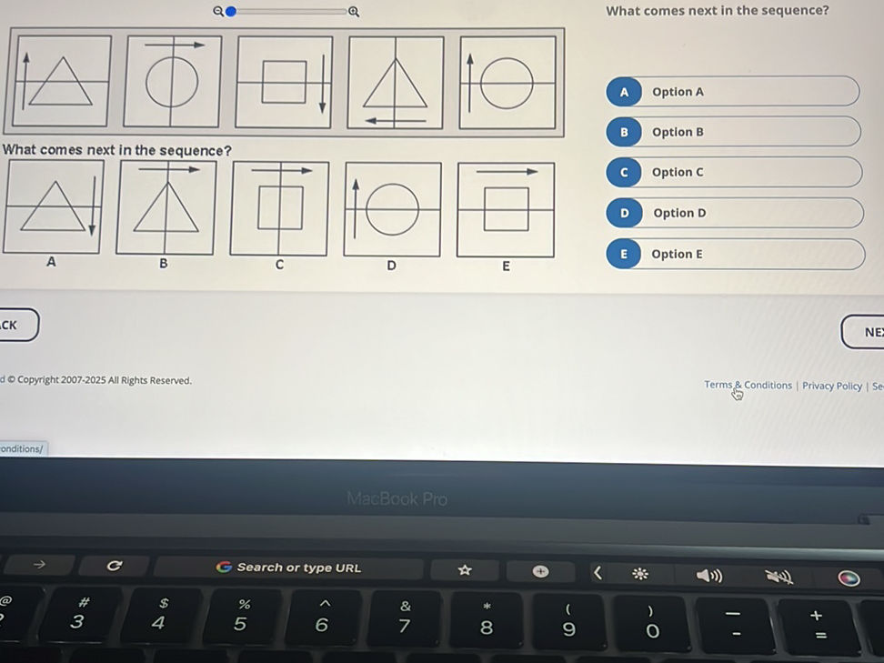What comes next in the sequence? A Option A | StudyX