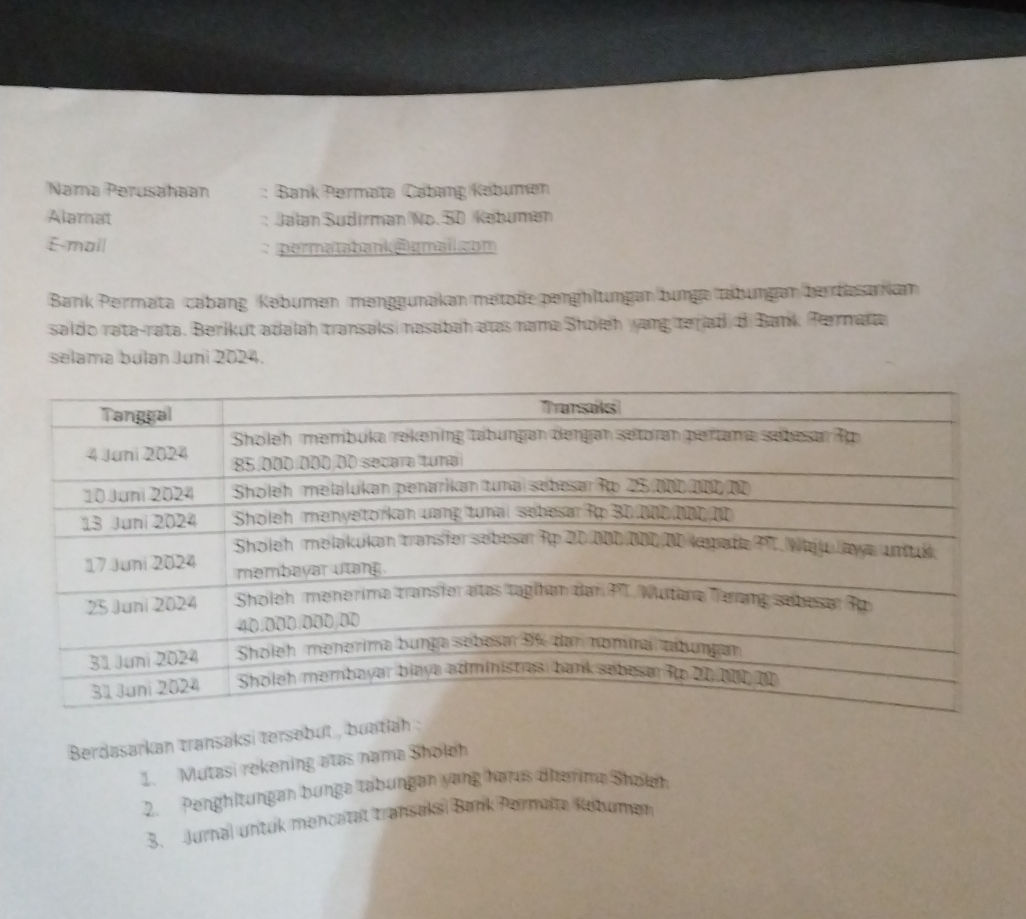 Berdasarkan transaksi tersebut, buatlah: 1. | StudyX