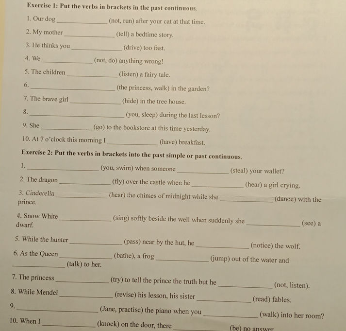 Exercise 1: Put the verbs in brackets in the | StudyX