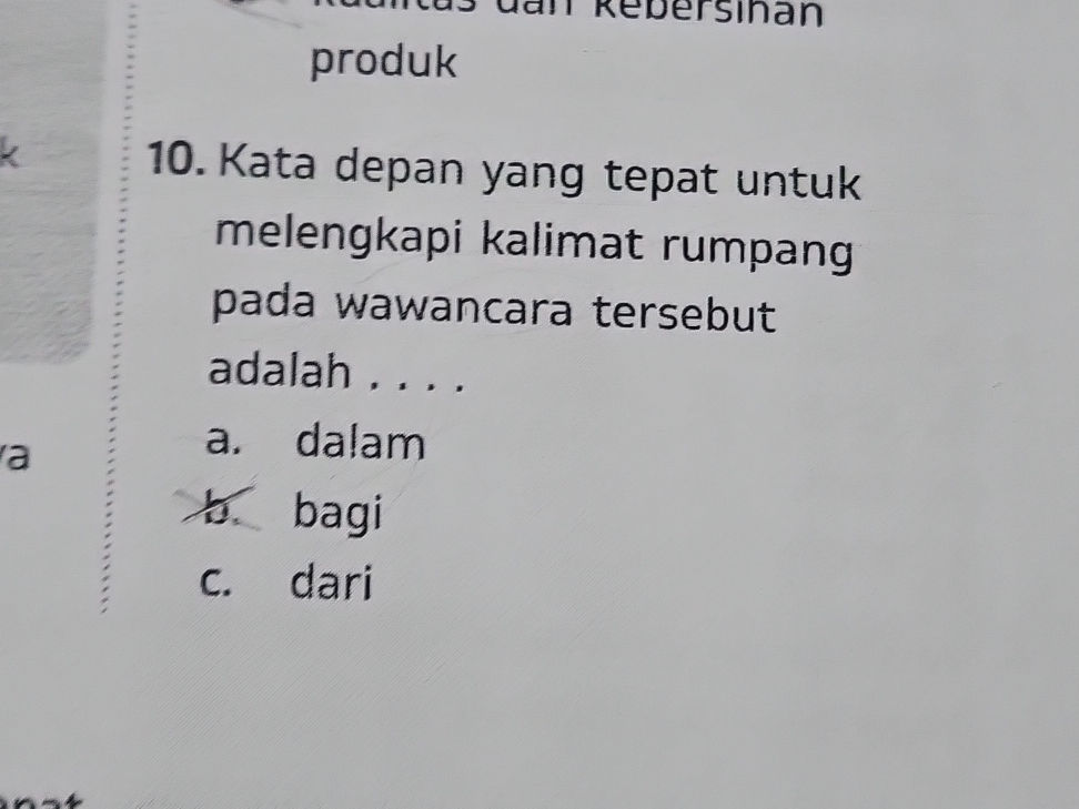 10. Kata depan yang tepat untuk melengkapi | StudyX