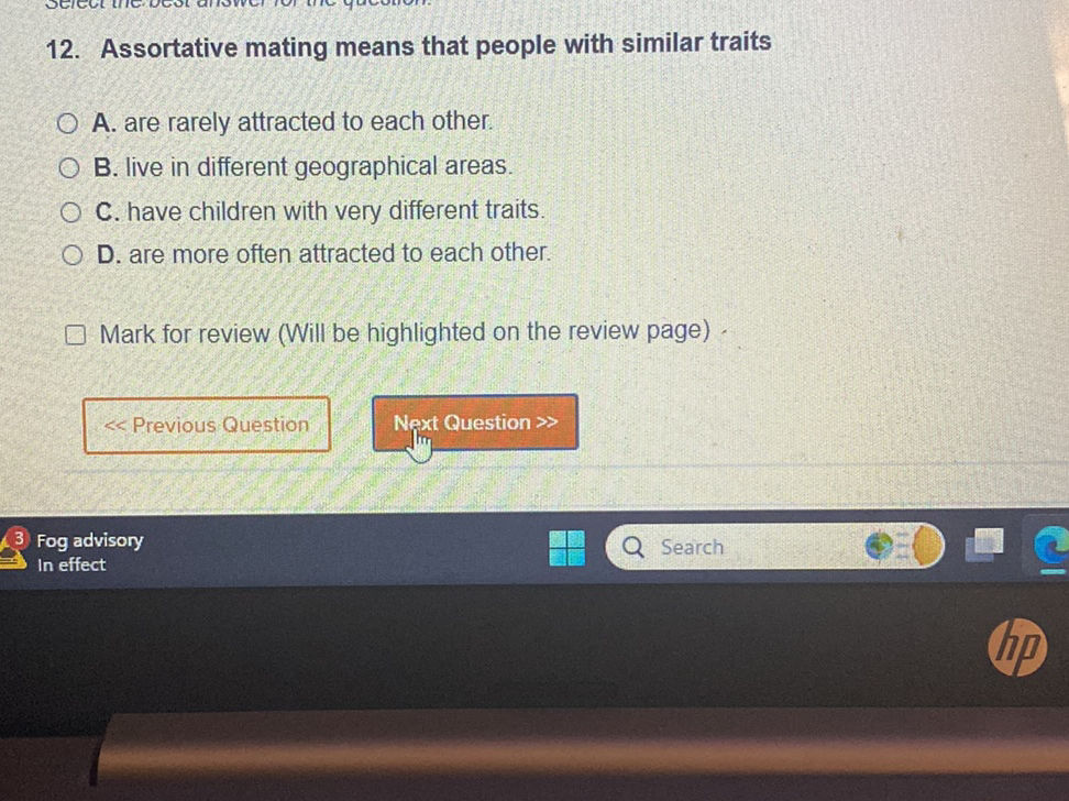 12. Assortative mating means that people | StudyX