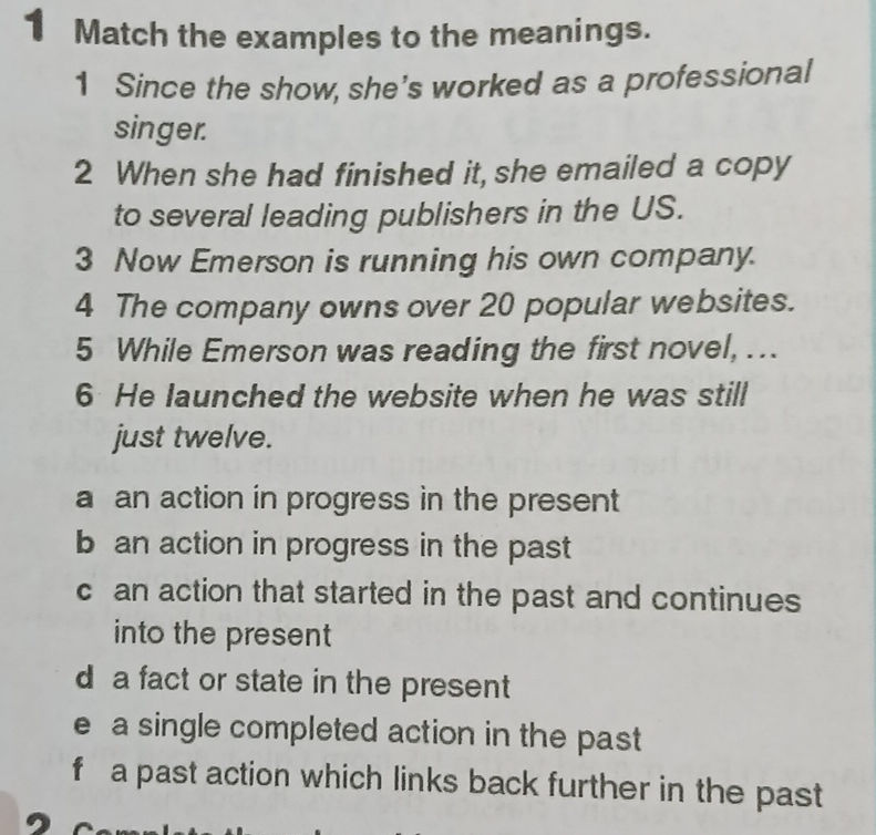 1 Match the examples to the meanings. 1 | StudyX