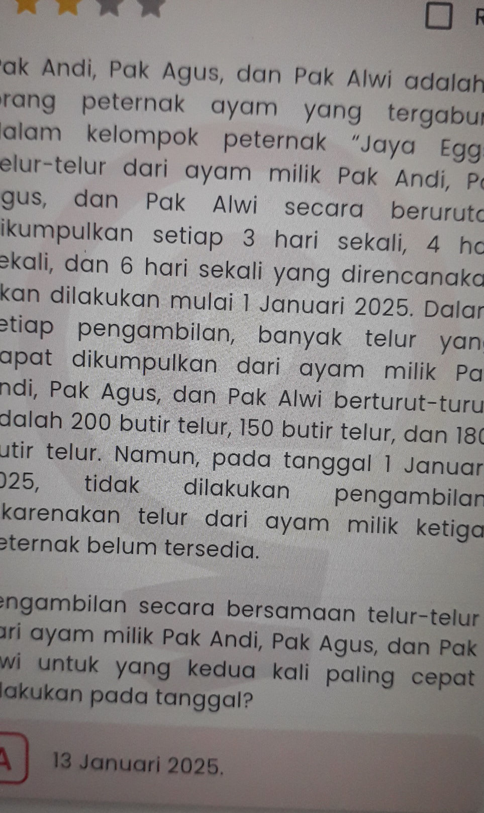 Pak Andi, Pak Agus, dan Pak Alwi are chicken | StudyX