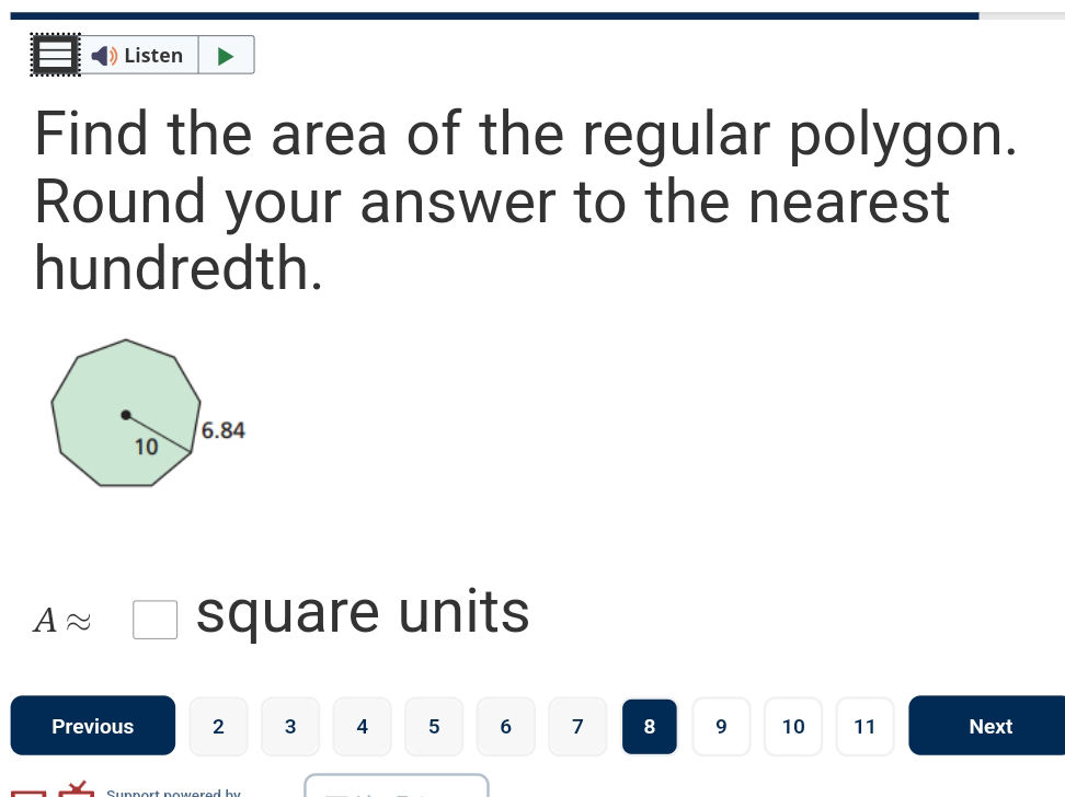 Find the area of the regular polygon. Round | StudyX