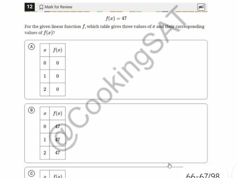 For the given linear function \(f\), which | StudyX