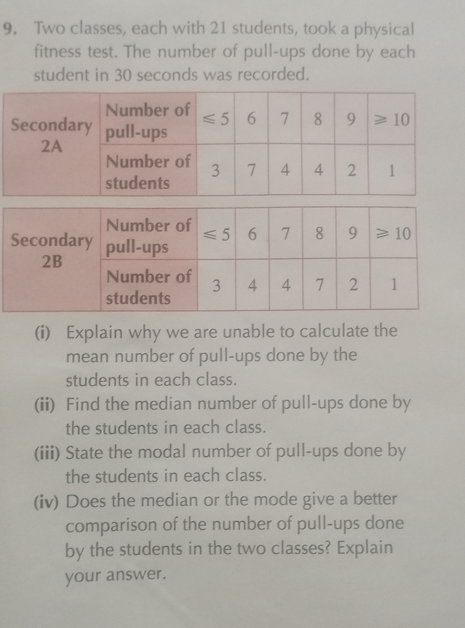 9. Two classes, each with 21 students, took | StudyX