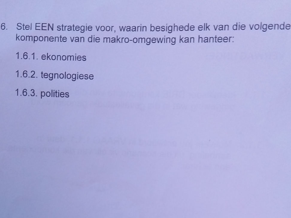 6. Stel EEN strategie voor, waarin besighede | StudyX