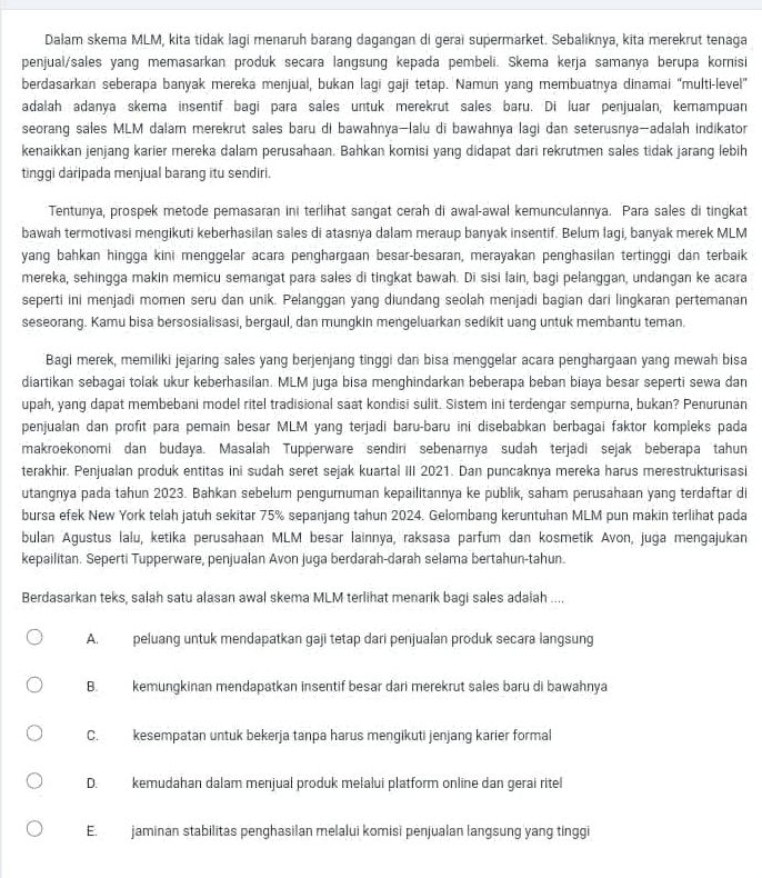 Berdasarkan teks, salah satu alasan awal | StudyX