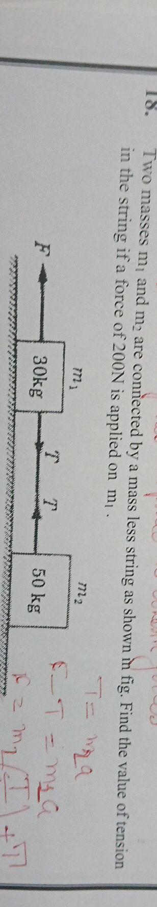 18. Two masses $m_1$ and $m_2$ are connected | StudyX