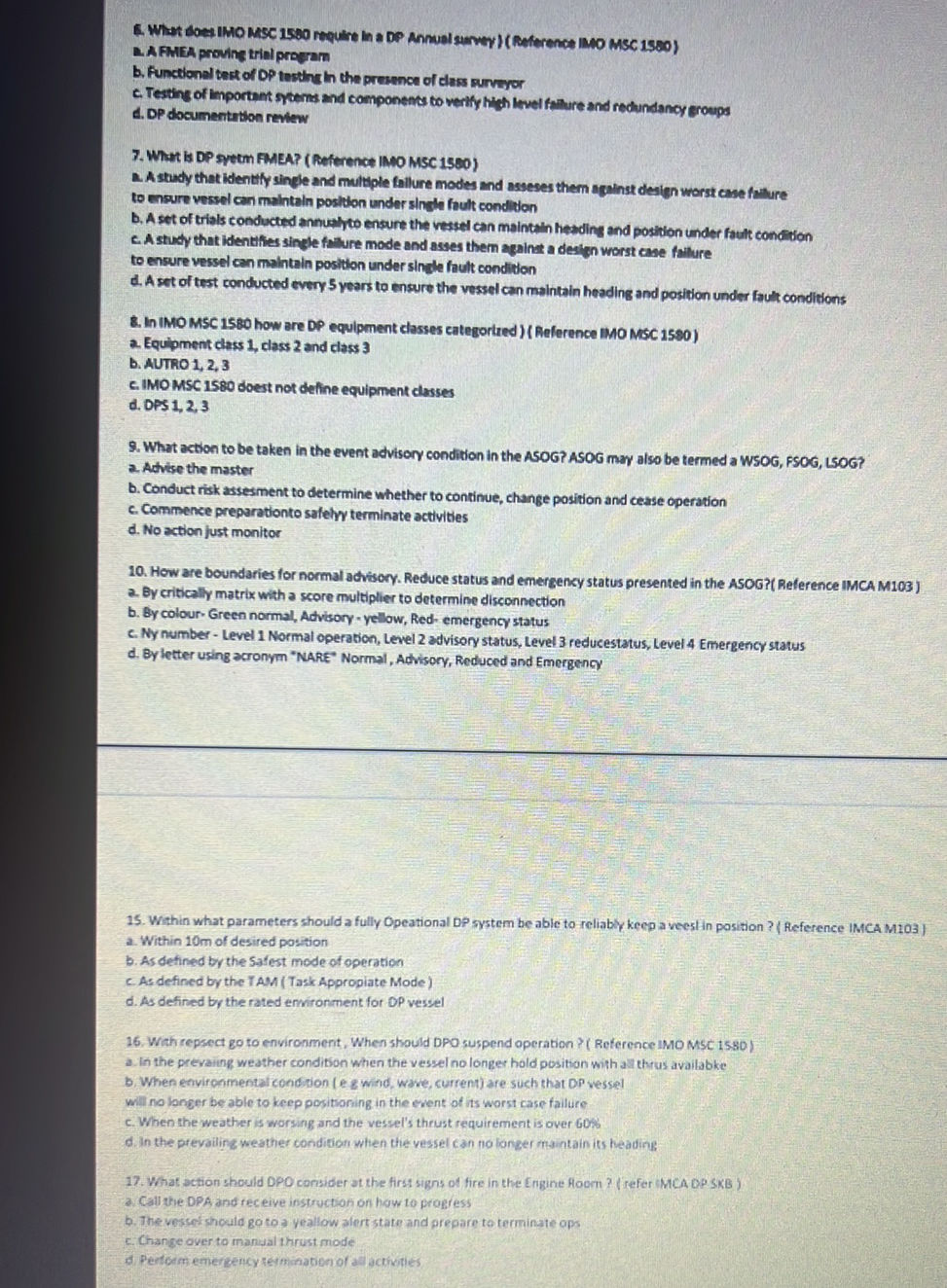 6. What does IMO MSC 1580 require in a DP | StudyX