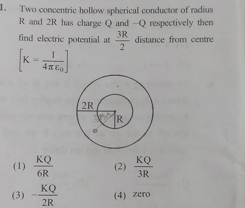 Two concentric hollow spherical conductor of | StudyX