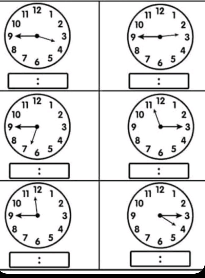 Determine the time shown on each clock. | StudyX