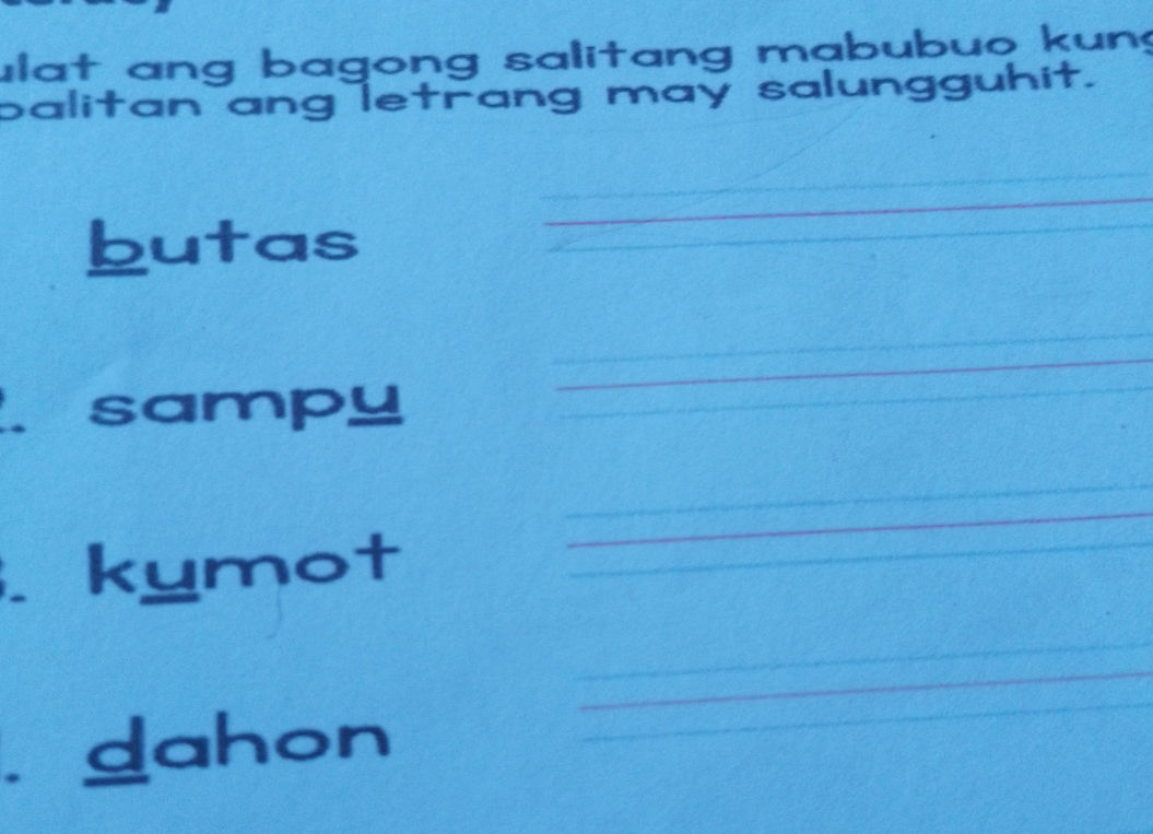ulat ang bagong salitang mabubuo kung | StudyX