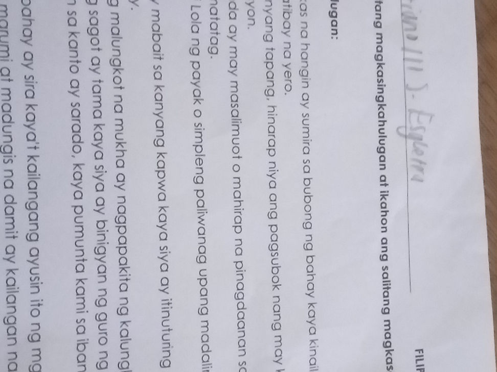 tang magkasingkahulugan at ikahon ang | StudyX