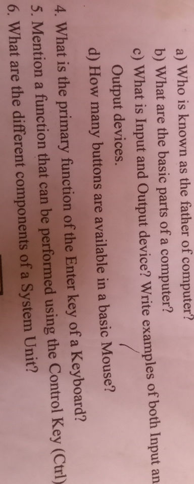 a) Who is known as the father of computer? | StudyX