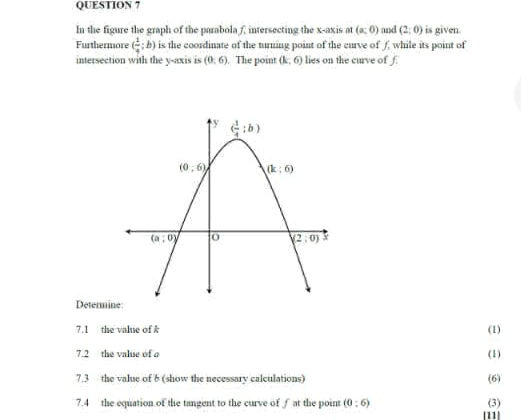 QUESTION 7 In the figure the graph of the | StudyX