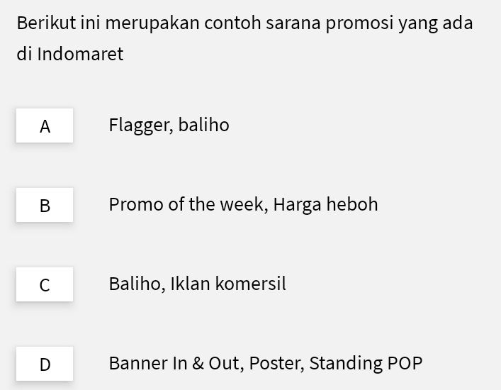 Berikut ini merupakan contoh sarana promosi | StudyX