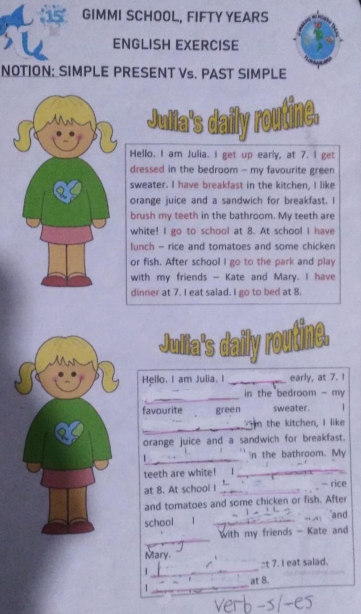 Julia's daily routine. Hello. I am Julia. I | StudyX