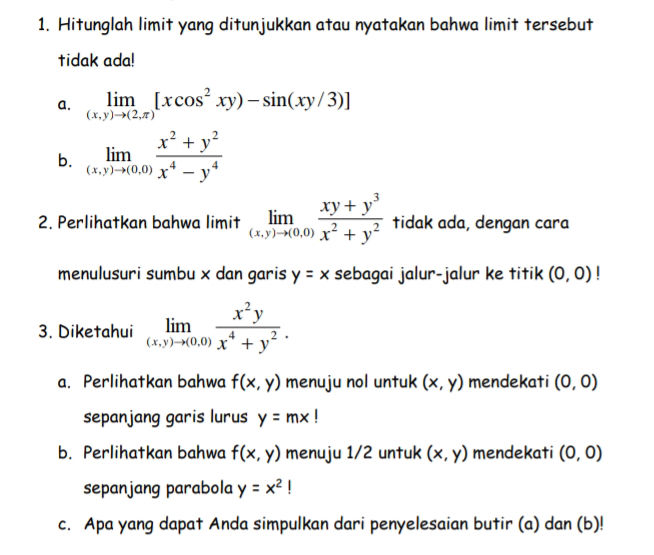 1. Hitunglah limit yang ditunjukkan atau | StudyX