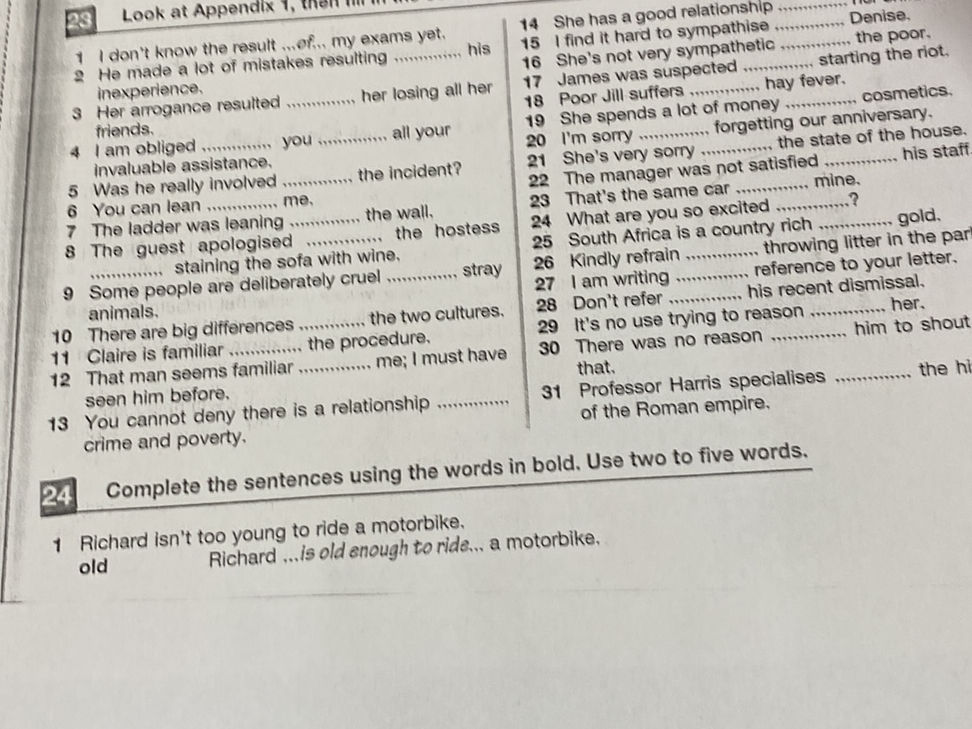 23 Look at Appendix 1, then fill in the | StudyX