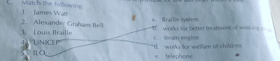 C. Match the following. 1. James Watt 2. | StudyX