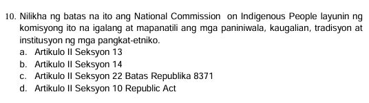 10. Nilikha ng batas na ito ang National | StudyX