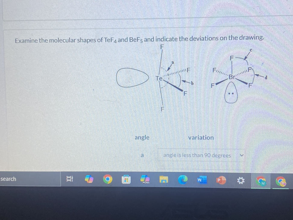 Examine the molecular shapes of TeF4 and | StudyX