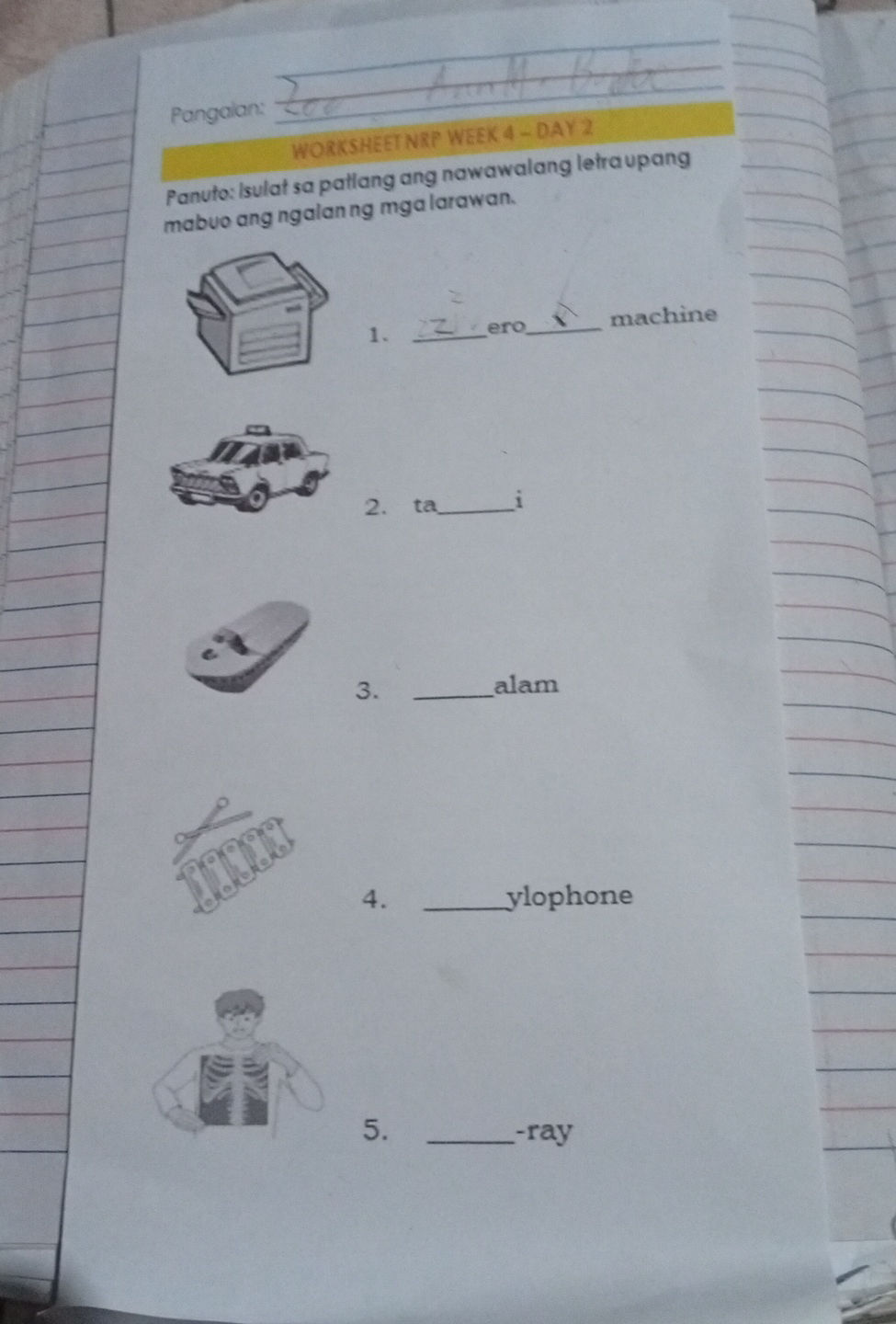 Panuto: Isulat sa patlang ang nawawalang | StudyX