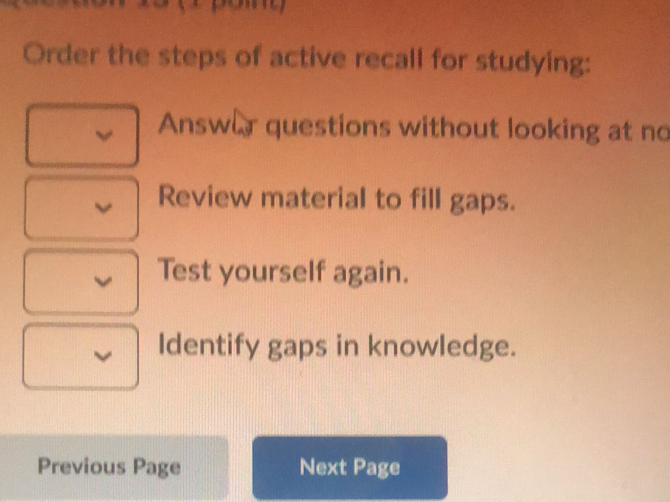 Order the steps of active recall for | StudyX