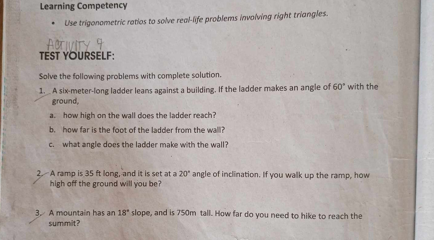 1. A six-meter-long ladder leans against a | StudyX