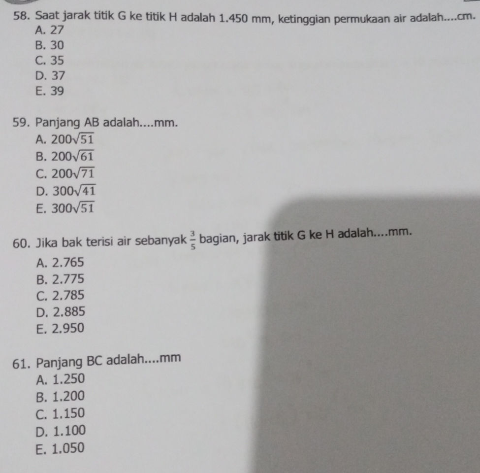 58. Saat jarak titik G ke titik H adalah | StudyX