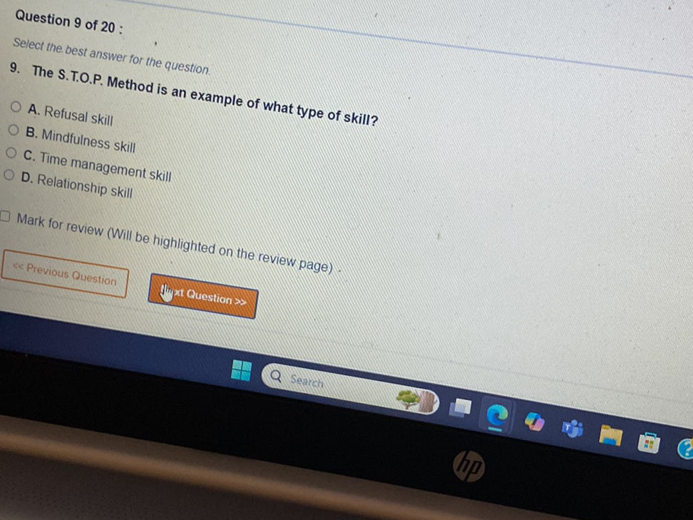 9. The S.T.O.P. Method is an example of what | StudyX