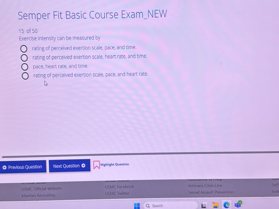 Exercise intensity can be measured by | StudyX